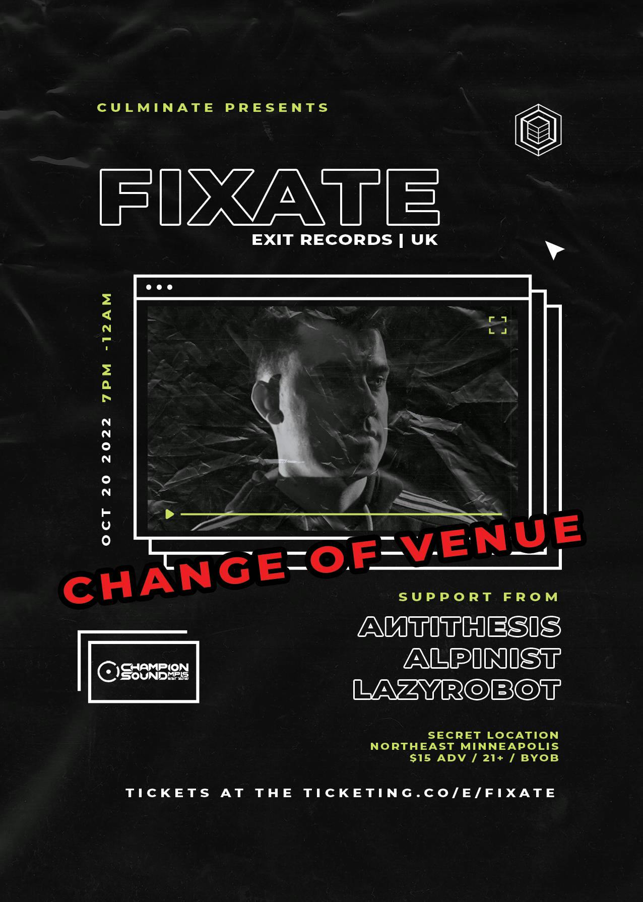 Fixate (Exit Records - UK) w/ AИTITHESIS, Alpinist, Lazyrobot | The ...